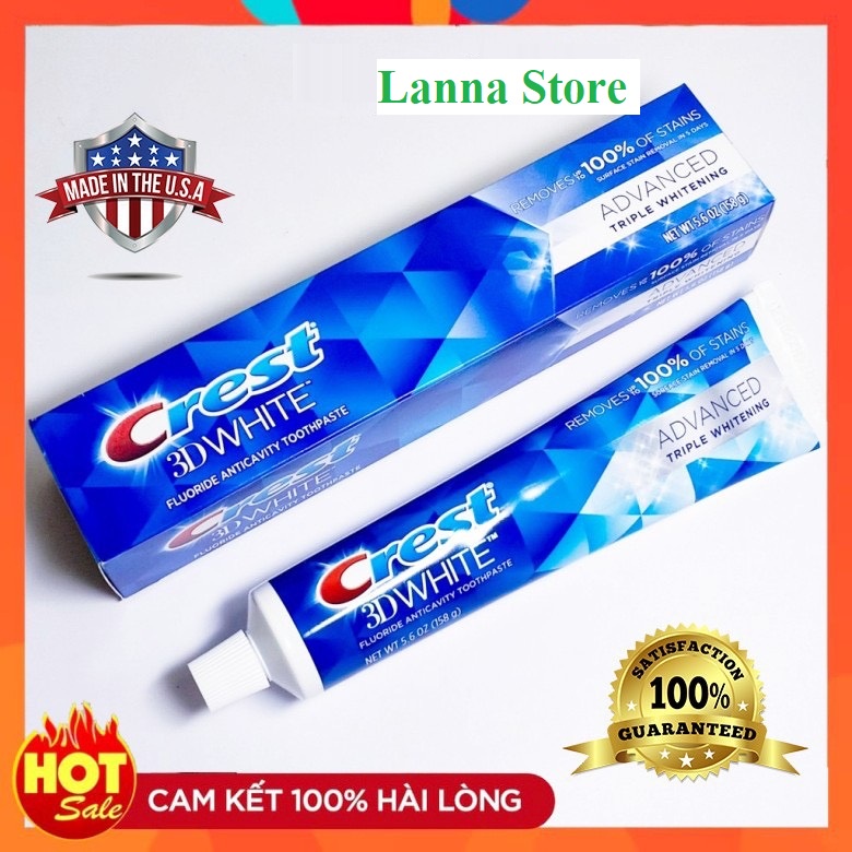 KEM ĐÁNH RĂNG CREST 3D WHITE ADVANCED TRẮNG RĂNG VƯỢT TRỘI 147Gr - MỸ | Shopee Việt Nam