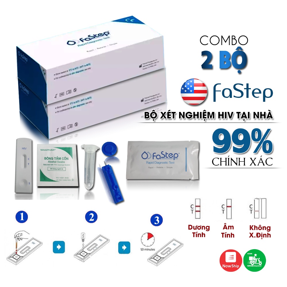 Combo 2 Bộ Kit Test HIV Fastep Mỹ, Bộ Xét Nghiệm Nhanh HIV Tại Nhà, Che ...