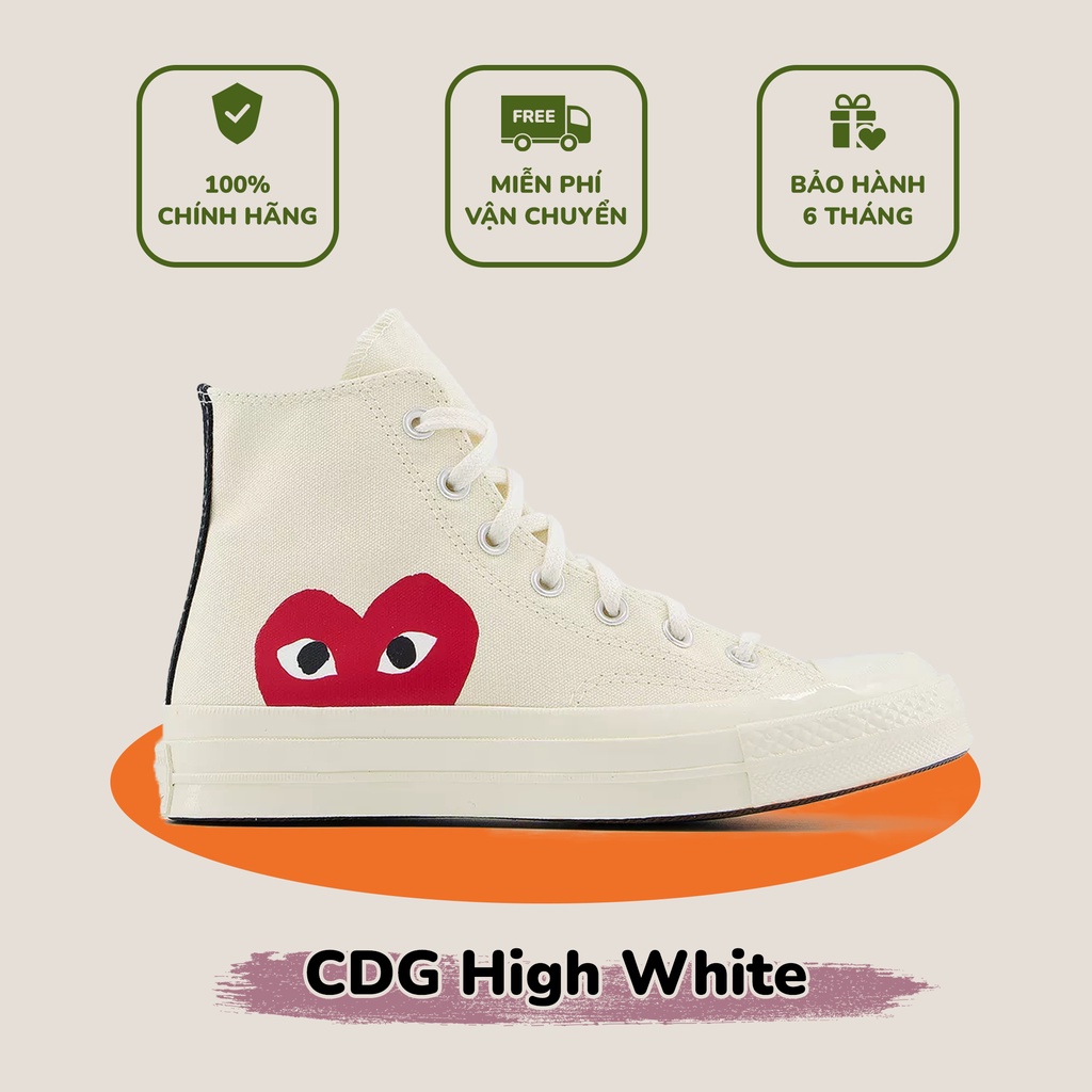 [ CHÍNH HÃNG ] giày sneaker CONVERSEE CDG HIGH WHITE (CDG_TC) | Shopee ...