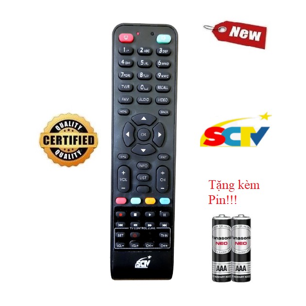 Điều khiển đầu thu truyền hình cáp SCTV- Hàng tốt 100% Tặng kèm Pin ...