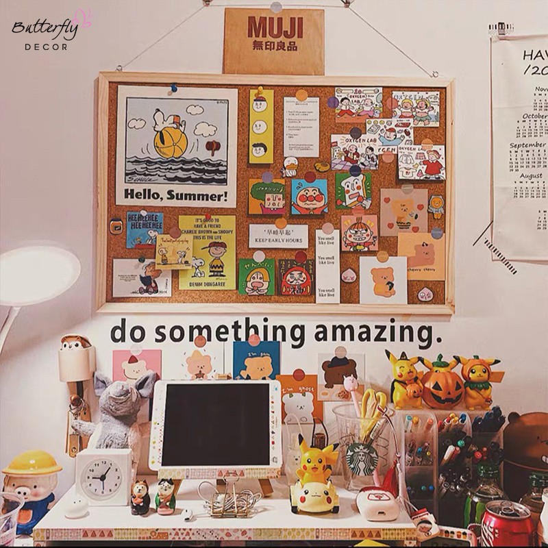 [CHỈ SHIP TPHCM] Bảng gỗ bần 2 lớp ghim note decor trang trí học tập ...