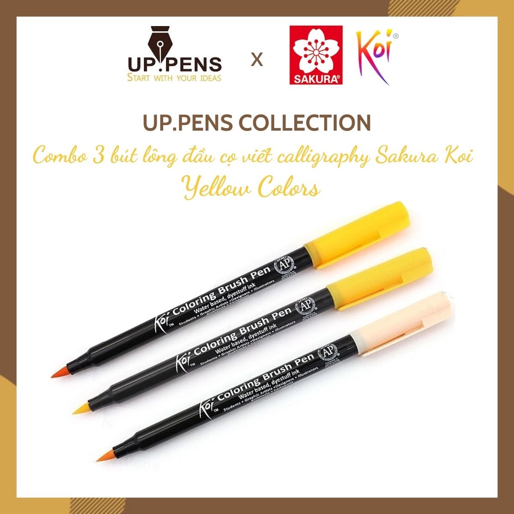 Combo 3 bút lông đầu cọ viết calligraphy Sakura Koi Coloring Brush Pen ...