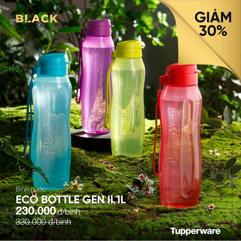 Bình nước Eco Bottle Gen II 1 lít Tupperware chính hãng - Bảo hành trọn đời - Nhựa nguyên sinh ...