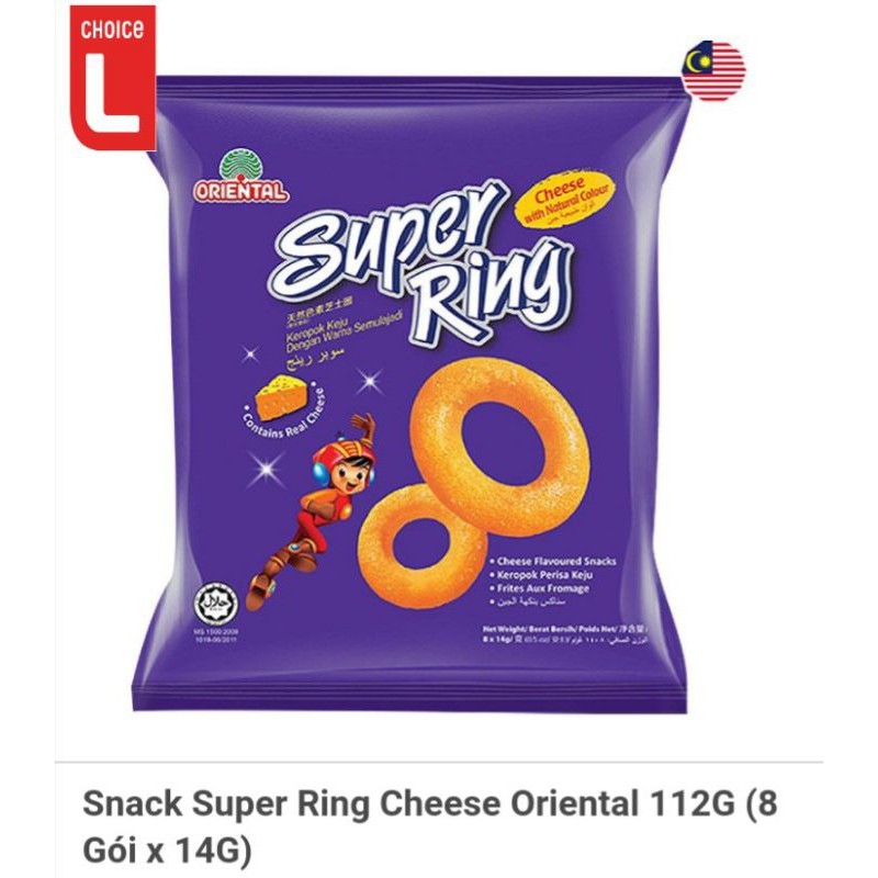 Snack Super Ring Cheese / Cheese Balls 112G ( 1 gói to này sẽ có 8 gói ...