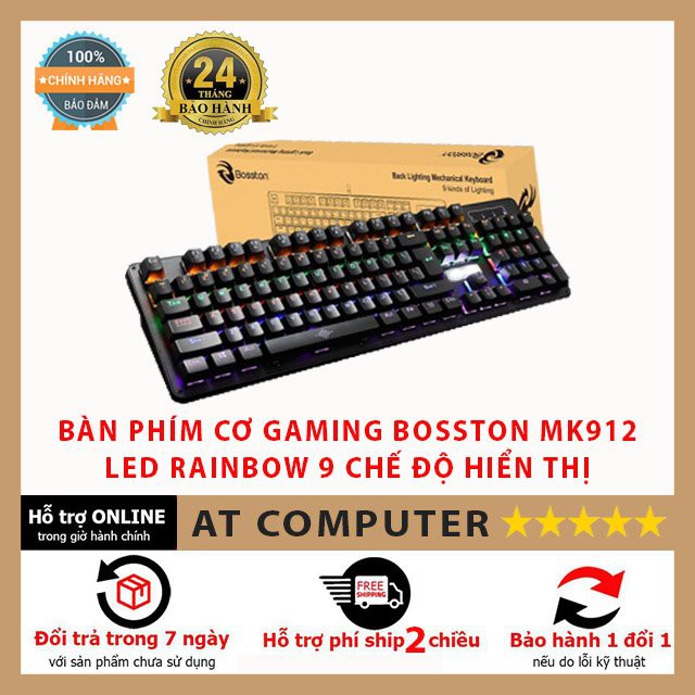 Bàn phím gaming Bosston MK912 ️FREESHIP ️ Cơ quang Blue switch, LED ...