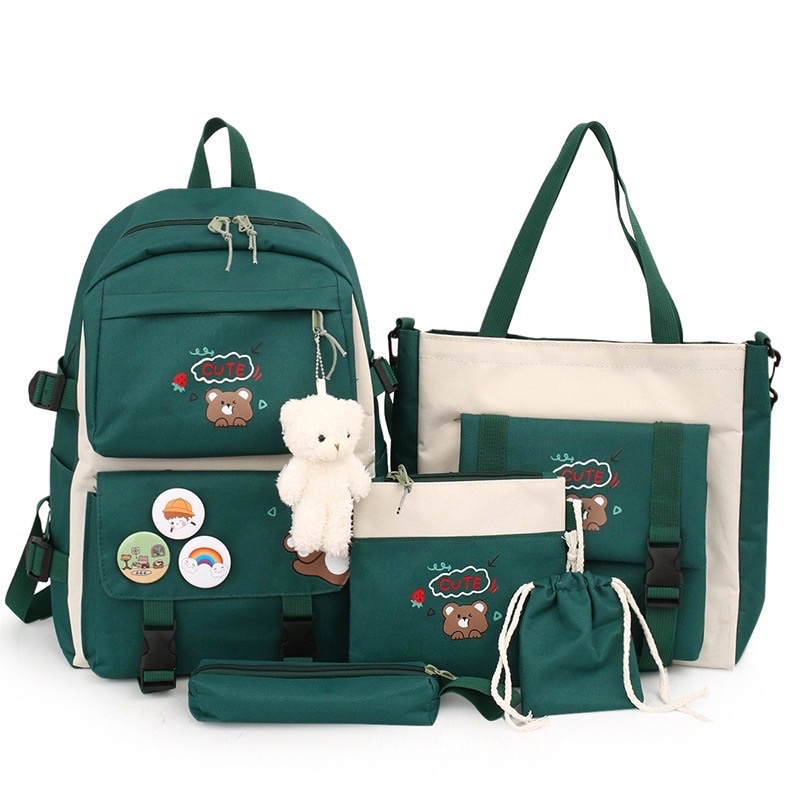 Set balo đi học, du lịch Thời Trang Chống Thấm Nam Nữ - COMBO 4 MÓN GẤU ...