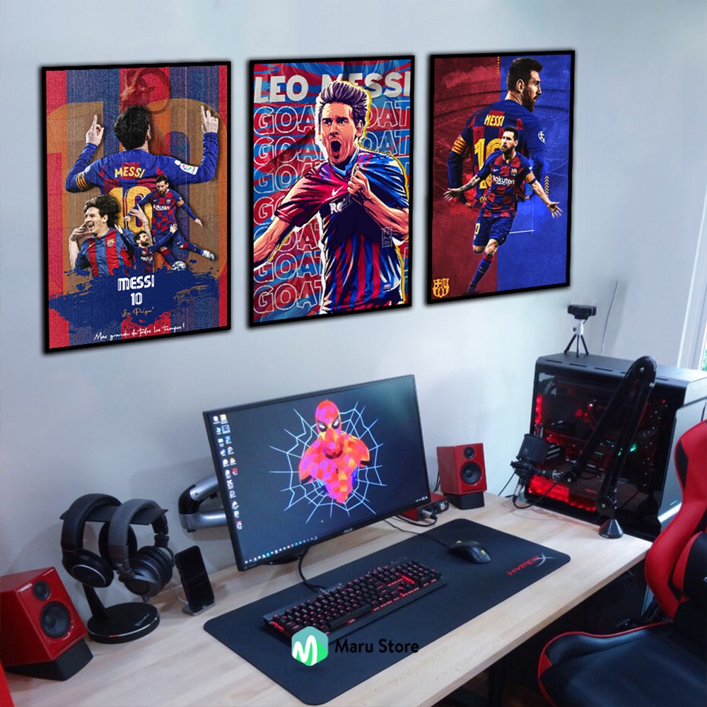 Tranh Messi Trong Màu Áo Barcelona Decor Góc Máy Tính | Shopee Việt Nam
