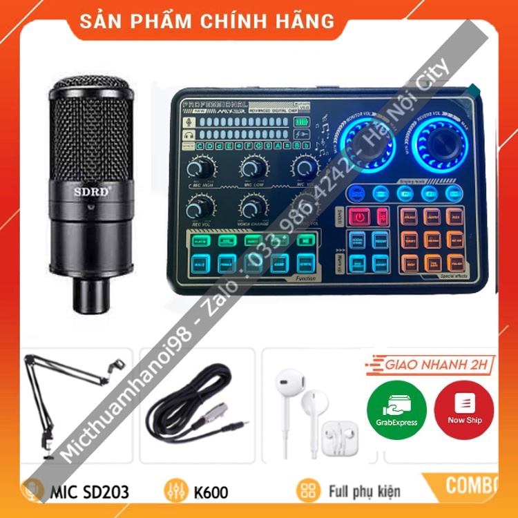 Trọn Bộ Sound Card K600 Mic SD203 . Chuyên Dùng Livestream , Thu Âm ...