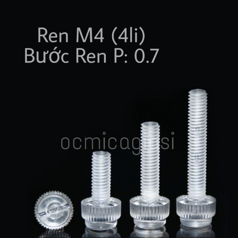 Combo 50 ốc mica ren M4 (4ly) vặn tay trong suốt | Shopee Việt Nam