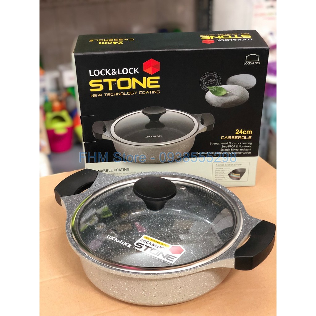 NỒI ĐÁ CHỐNG DÍNH 2 TAY CẦM LOCK&LOCK STONE LCA6242D-IH 24CM | Shopee ...
