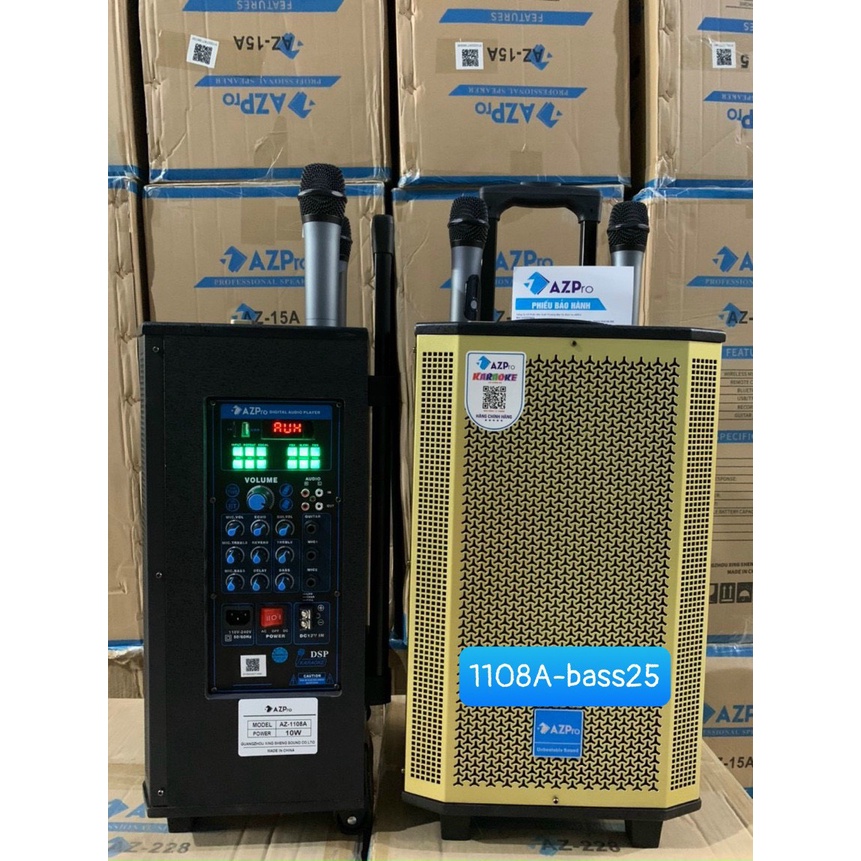 Loa kéo AZPro AZ-1108A - Bản cải tiến có reverb - Loa kéo di động 2 ...