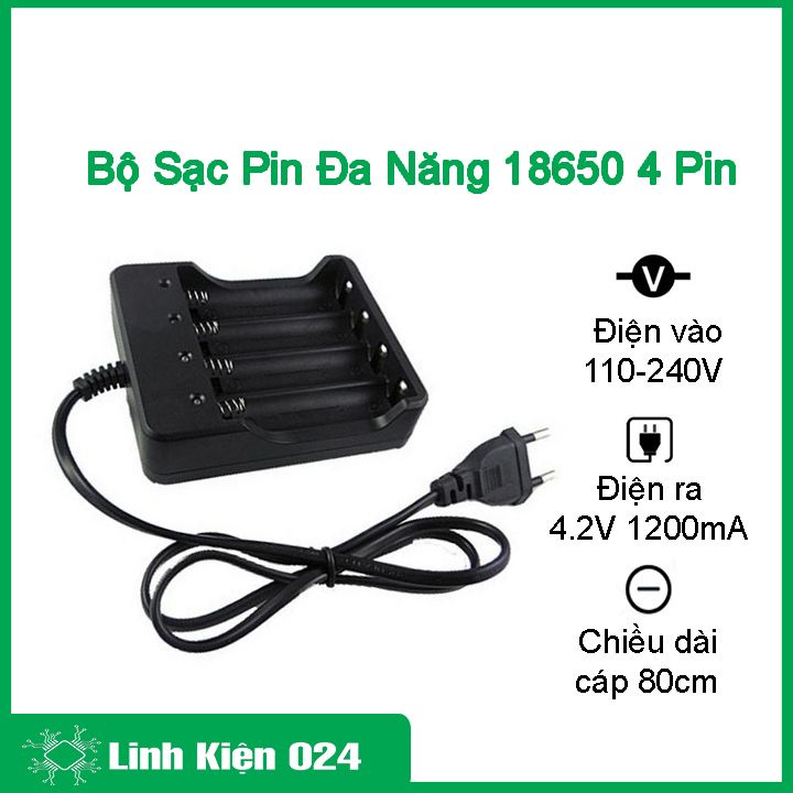 Bộ sạc pin đa năng 18650 4 pin 3.7-4.2V phích cắm tiện lợi có đèn báo ...