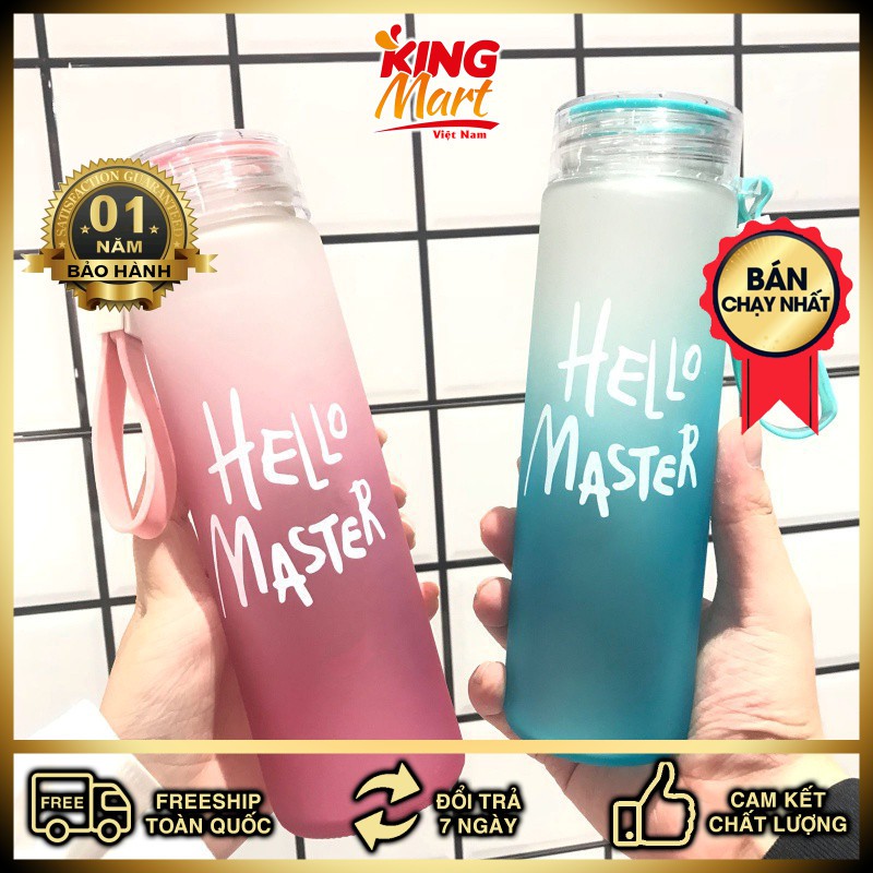 Bình Nước Thủy Tinh In Chữ Hello Master 400ML có dây xách-Bình Nước Thủy Tinh Hello Master (Màu ...