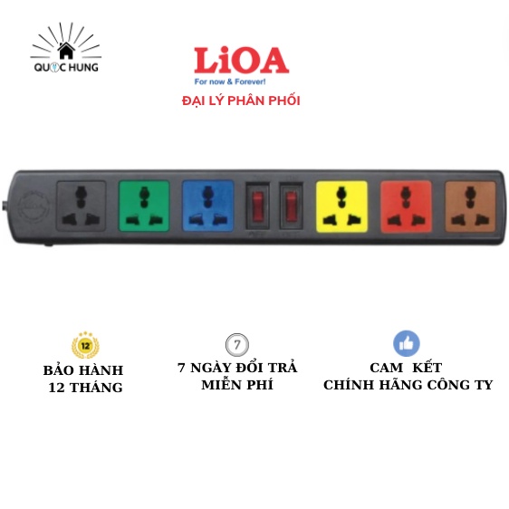 Ổ cắm điện Lioa 6 lỗ đa năng 6D32N,Ổ cắm điện dây dài 5m-Bảo hành 12 tháng-Hàng chính hãng công ...