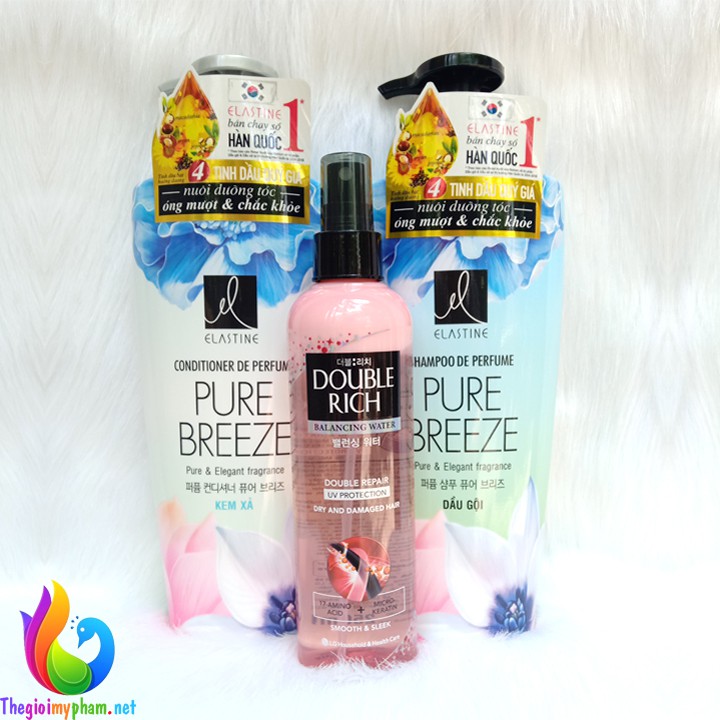 Combo Dầu Gội - Dầu Xả Elastine Pure Breeze 600ml + Nước Xịt Dưỡng Tóc Khô Xơ Và Hư Tổn Double ...