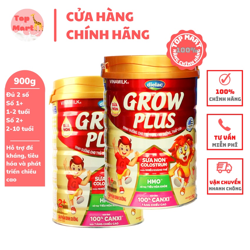Sữa bột Vinamilk Dielac Grow Plus 1+, 2+ lon 850g (mẫu mới) - Giúp bé tiêu hóa khỏe, tăng chiều ...