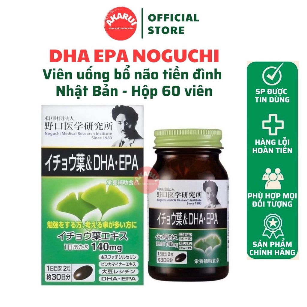 Viên uống bổ não tiền đình DHA Epa Noguchi Nhật Bản giúp đầu óc minh mẫn, tăng cường tuần hoàn ...