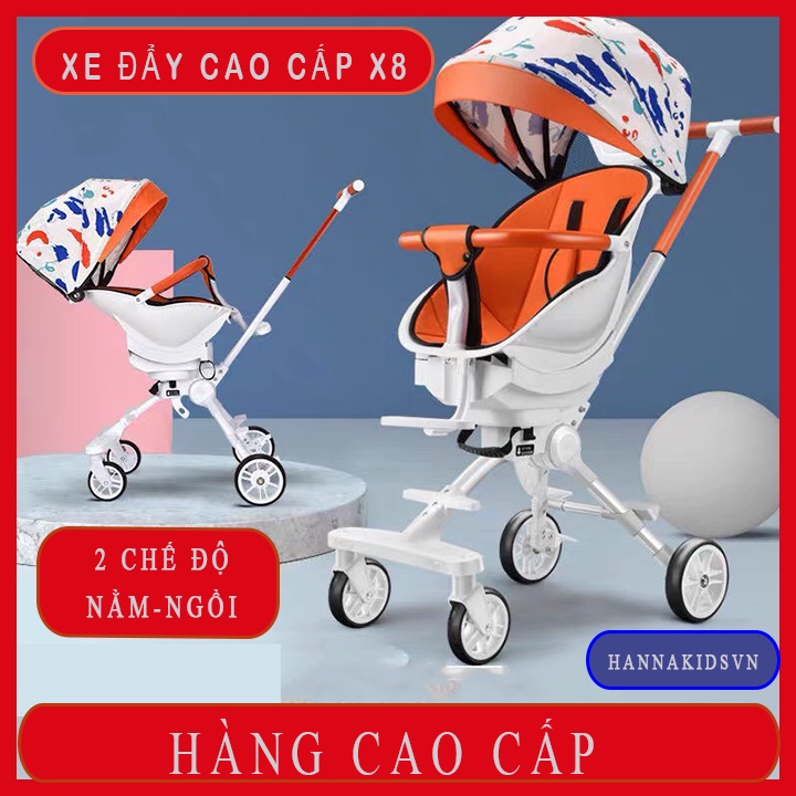 Xe đẩy gấp gọn cho bé X8 Pro đi du lịch, Xe đẩy cho bé 2 chiều ngả 4 tư ...
