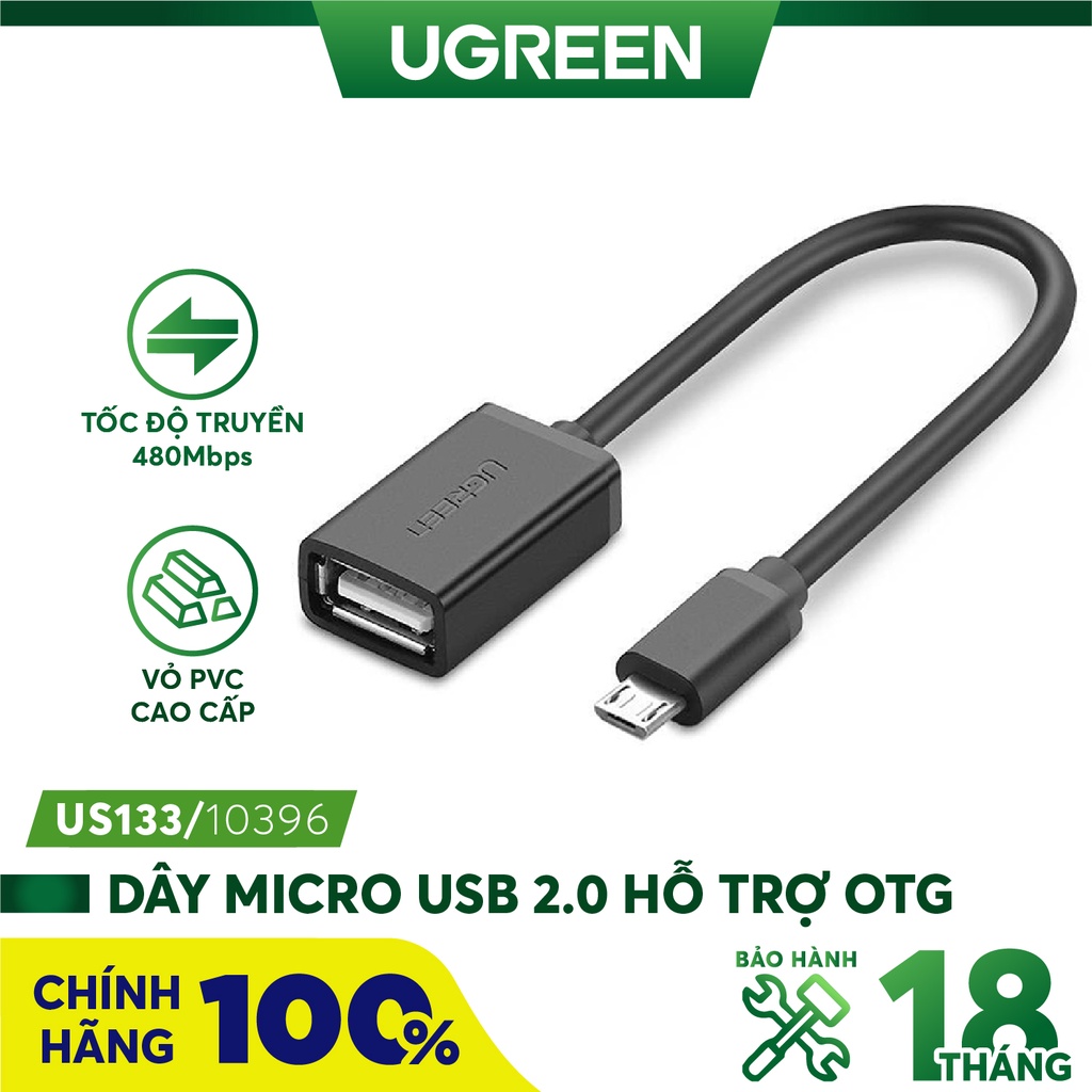 Cáp OTG Micro USB 2.0 dài 12cm Ugreen 10396 chính hãng | Shopee Việt Nam