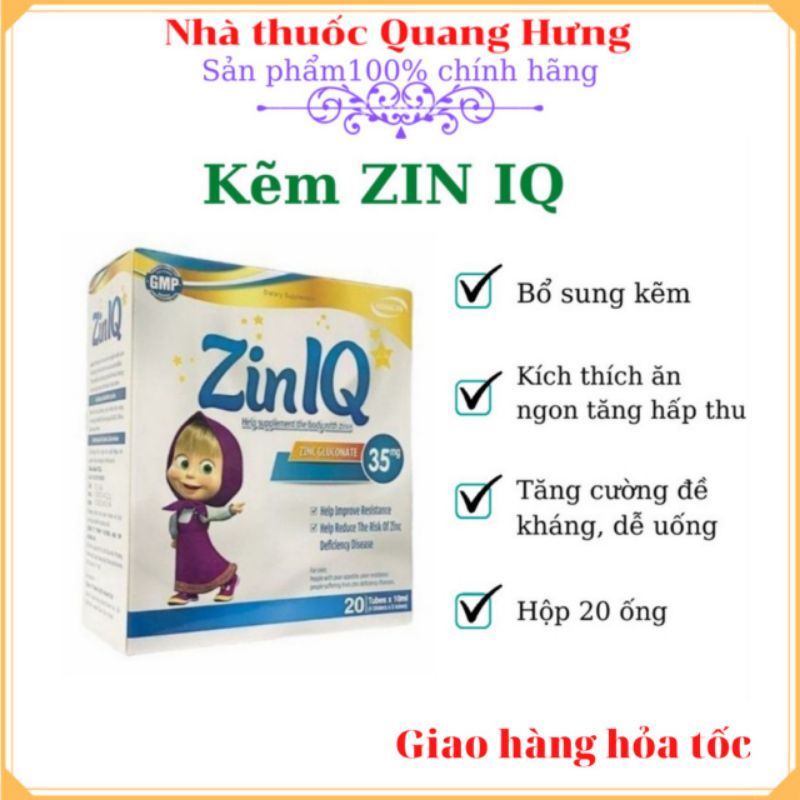 kẽm ZinIQ kích thích ăn ngon tăng cường đê kháng (hộp 20 ống) | Shopee Việt Nam