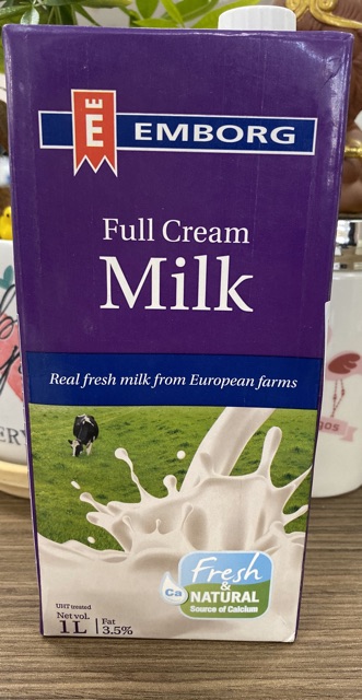 Sữa tươi nguyên kem Emborg Full Cream 1L -Sỉ 1 thùng- 12 hộp | Shopee ...