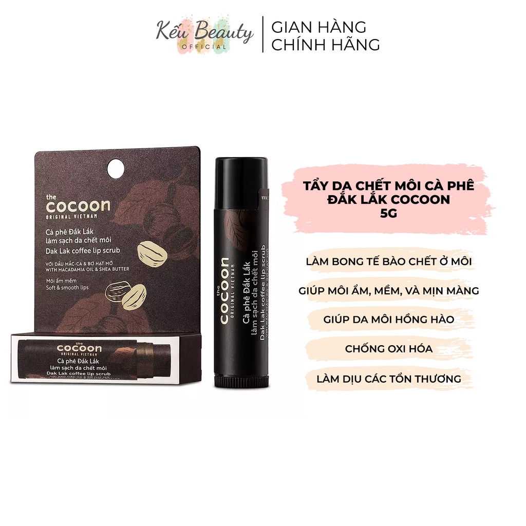 Tẩy tế bào chết môi Cocoon Cà phê Đắk Lắk với dầu mắc ca và bơ hạt mỡ 5g | Shopee Việt Nam