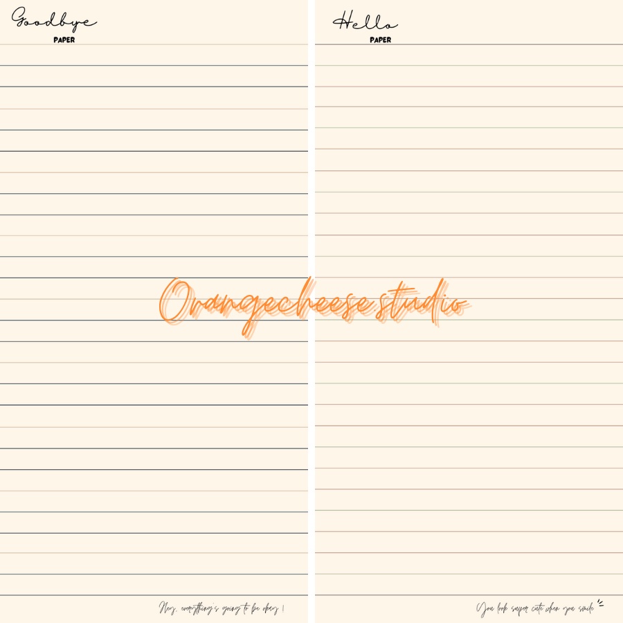 Hello Goodbye Paper | Mẫu Giấy Đường Kẻ Soạn Bài / Ghi Chú / Ghi Sổ Tay ...