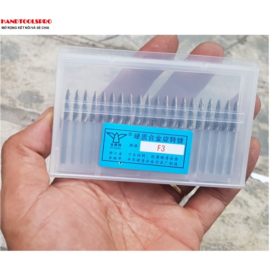 Bộ 20 Cây Mũi Mài Hợp Kim Cán 3mm Size F3 JIN YING PAI | Shopee Việt Nam