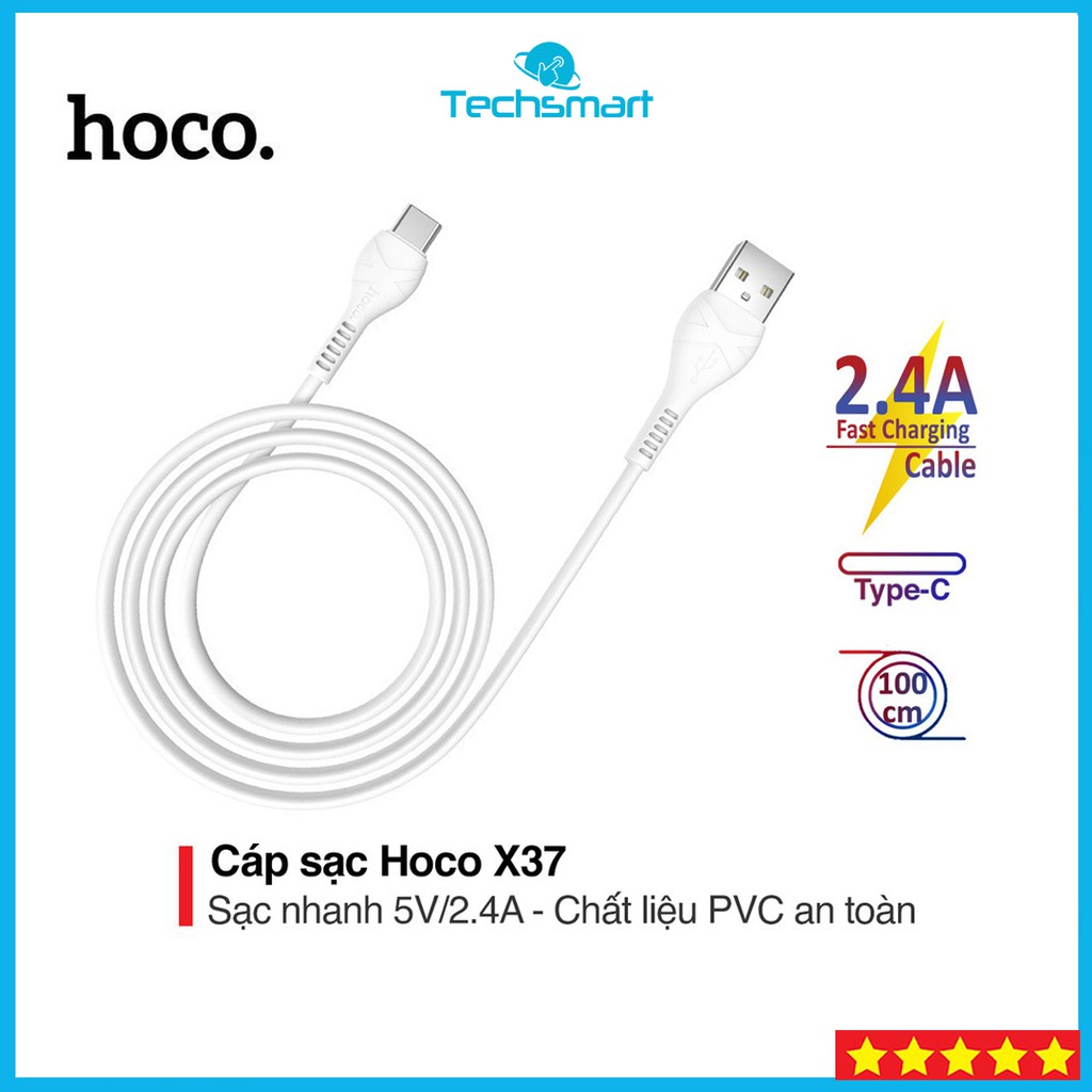 Cáp sạc nhanh Hoco X37 chân Type-C điện áp DC 5V-3.0A chất liệu PVC an ...
