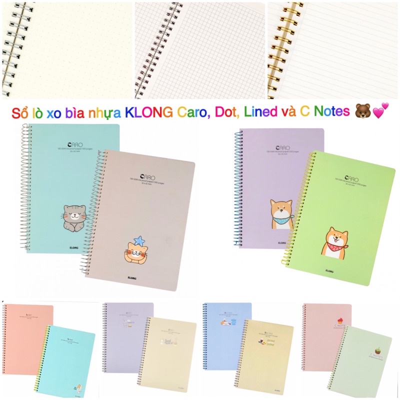 Sổ,vở lò xo bìa nhựa B5 A4 CARO, DOT, LINED, C NOTES KLONG; MS: 574-575 ...