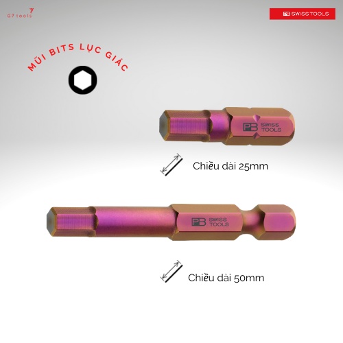 Mũi Vít/ Bits PB Swiss Tools Lục Giác Dài 25mm PB C6.210 & Dài 50mm PB E6.210 Sản Xuất Tại Thụy ...