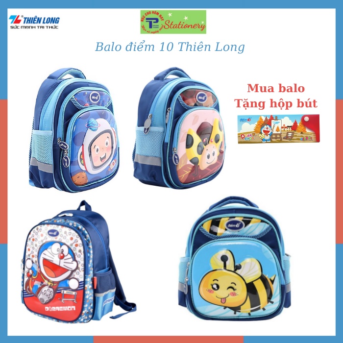 Balo mầm non, lớp 1 Điểm 10 Thiên Long hình Doraemon, con ong, cánh cam ...