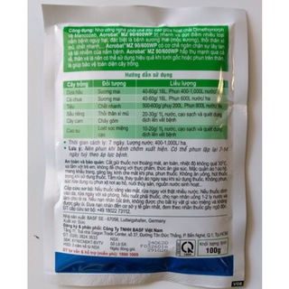 ACROBAT MZ 90/600WP Trừ Nấm Bệnh Gói 100g (Hoạt chất Mancozeb và ...