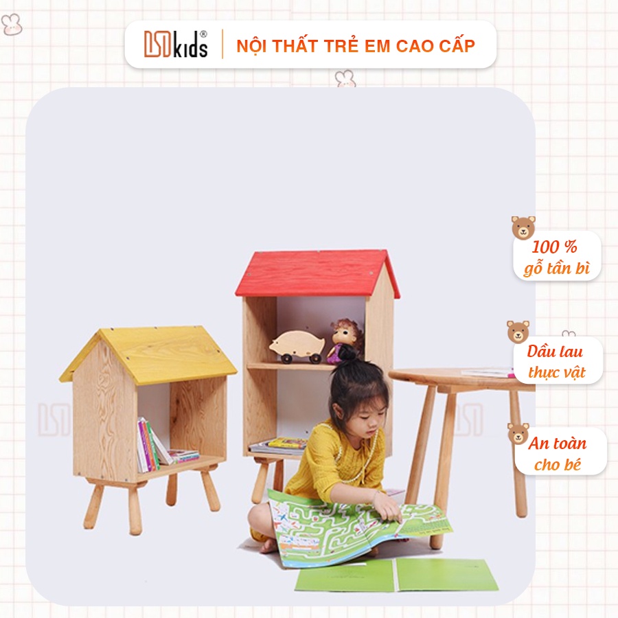 Kệ Sách DSD KIDS 100% Gỗ Tần Bì Nhập Khẩu, Hình Ngôi Nhà Đa Năng Đảm ...