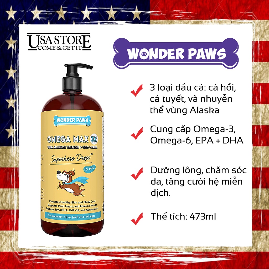 Dầu cá hồi dành cho chó Wonder Paws tự nhiên 100% (473ml) | Shopee Việt Nam
