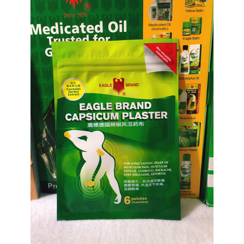 Cao dán Con Ó Eagle Brand Capsicum Plaster 7x10 cm (1 gói gồm 6 miếng ...