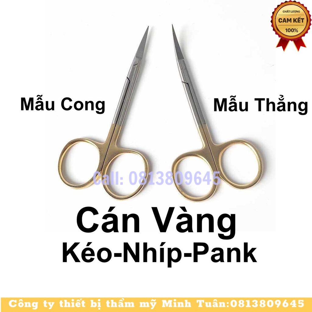 Kéo Pank Nhíp phẫu thuật cắt chỉ thẳng nhọn cong cán vàng | Shopee Việt Nam