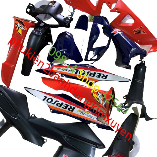Bộ dàn áo xe wave REPSOL MÀU CAM -wave RS -WAVE S -WAVE đời 2006 đến ...