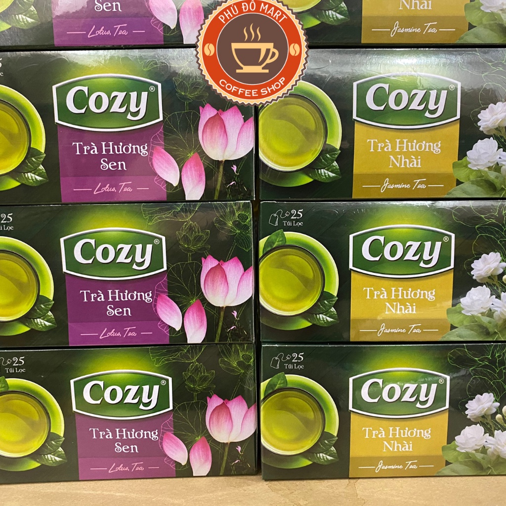 (COMBO 10 Hộp) Trà Cozy Túi Lọc Hương Nhài, Sen, Trà Xanh - Hộp 25 gói ...