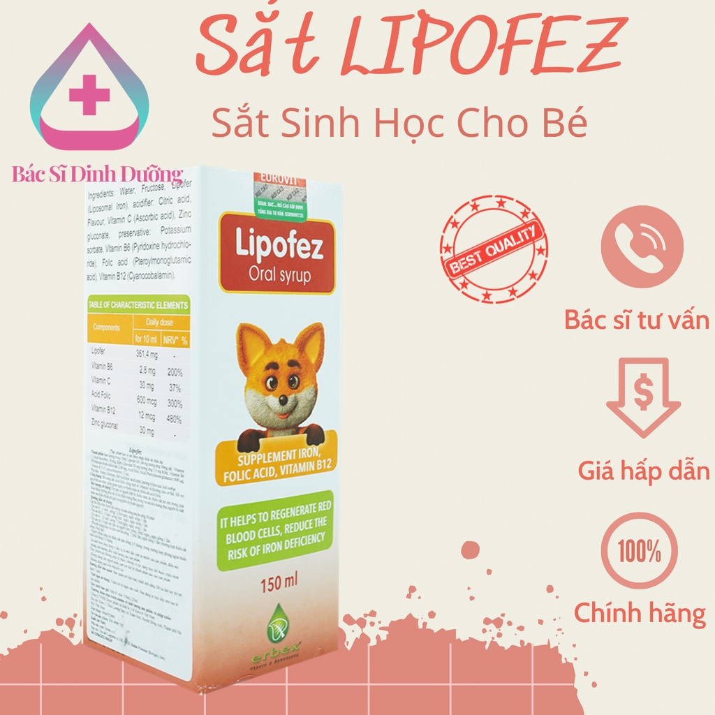 [Chính Hãng] Sắt sinh học có bao vi nang dễ hấp thu Lipofez Oral Syrup ...