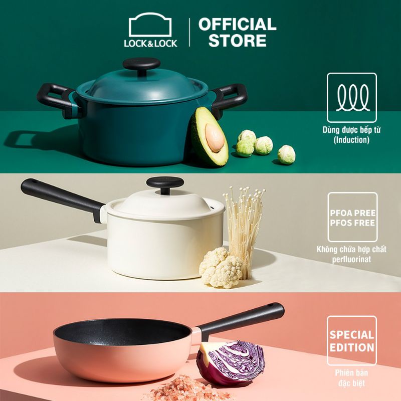 Bộ 3 nồi chảo sâu lòng dùng bếp từ lock&lock Decore LDE1181IHS01 ...