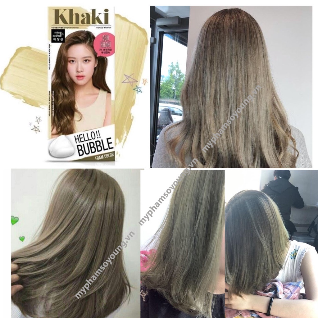 Thuốc Nhuộm Tóc Hello Bubble Foam Mise En Scene Màu Nâu Rêu Khói Ash Khaki | Shopee Việt Nam