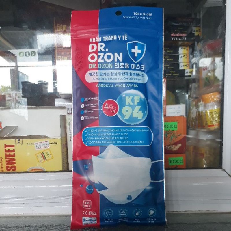 Khẩu trang y tế KF94 DR.OZON _ xanh- trắng- xanh bộ đội | Shopee Việt Nam