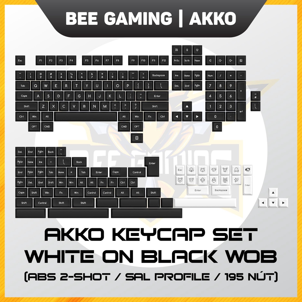 Bộ keycap AKKO – White on Black WoB (Chất liệu ABS Double-Shot / SAL ...