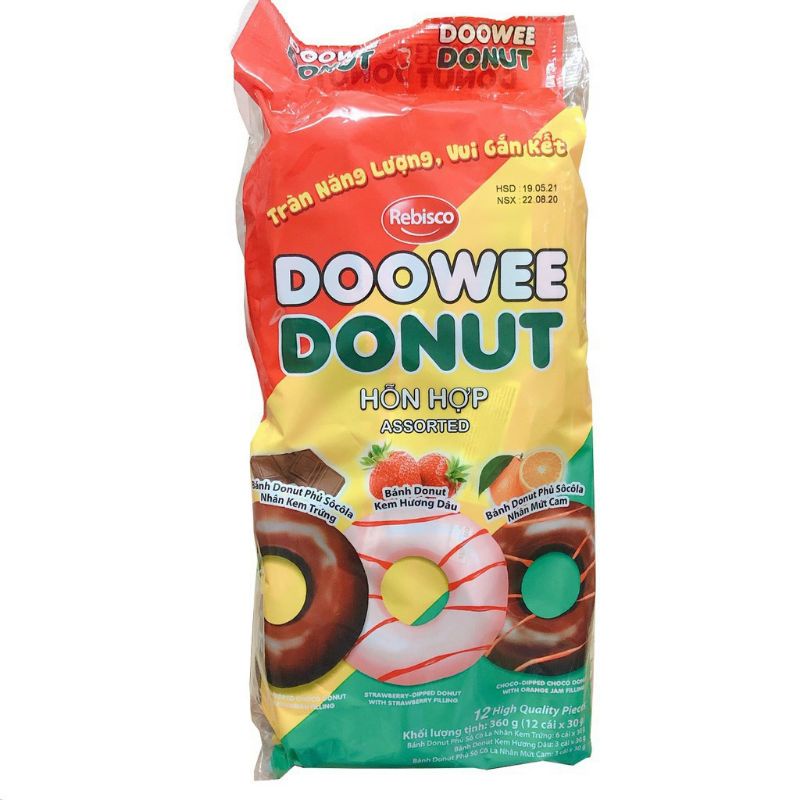 Bánh Doowee Donut Phủ Sôcôla Nhân Kem Hỗn Hợp (Gói 12 cái) | Shopee ...