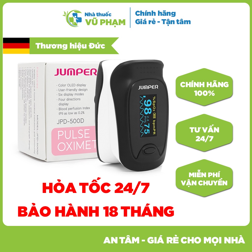 Máy đo nồng độ oxy máu, máy đo Spo2 kẹp ngón JUMPER JPD-500D OLED, SPO2 ...