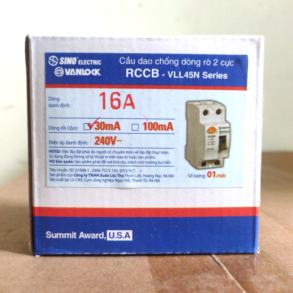 Cầu dao chống dòng rò RCCB , chống giật 2 cực dòng cắt 30mA SINO VLL45N/ 16A-63A | Shopee Việt Nam