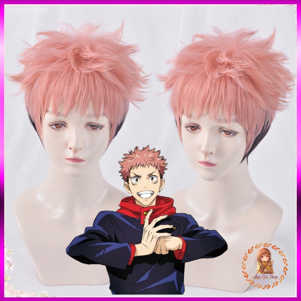 [Có sẵn] wig /tóc giả hồng đen cosplay Yuuji Itadori Jujutsu Kaisen ...