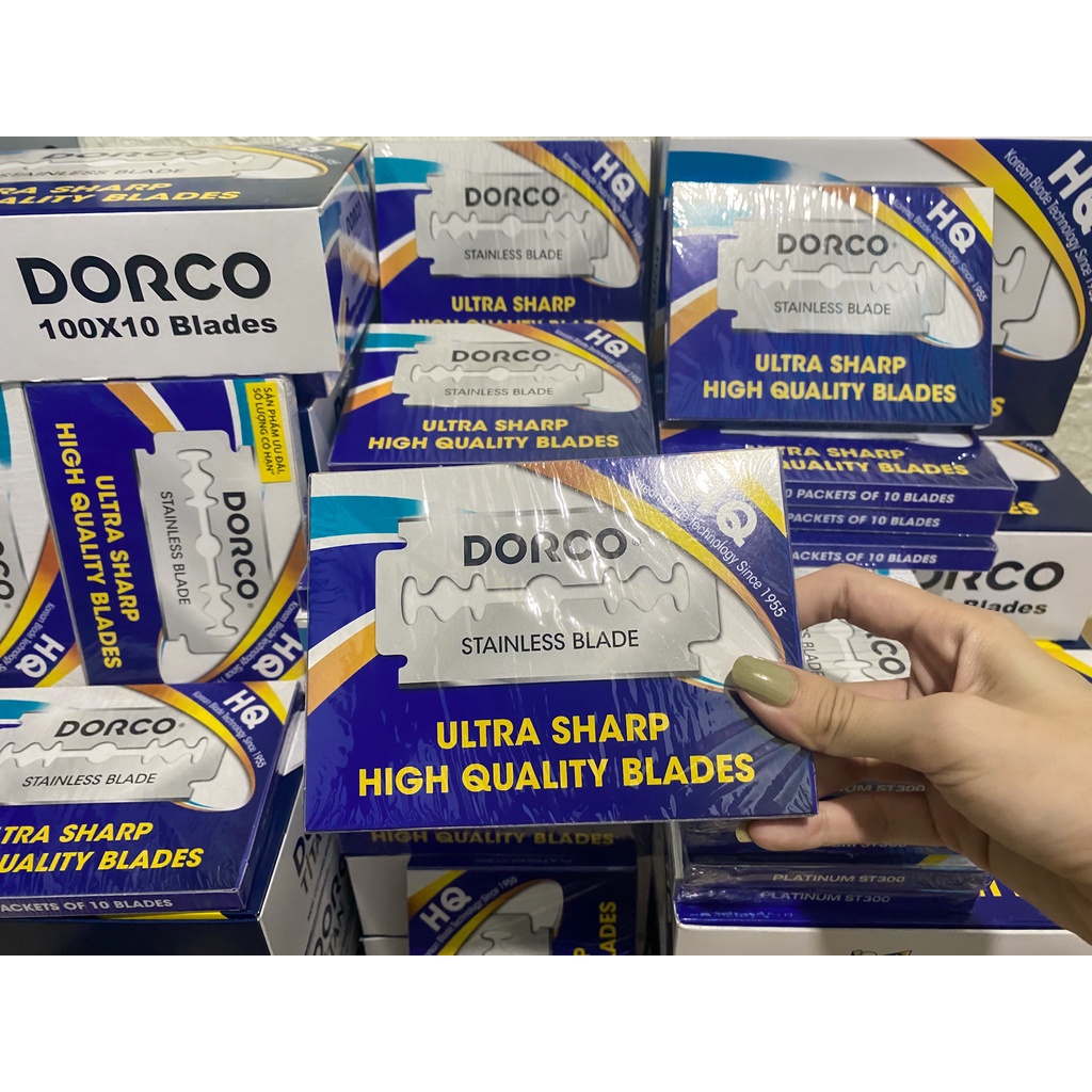[TEM CHỐNG GIẢ] Lưỡi Lam Dorco ST300 Hộp 100 200 Dao Lam Xanh Hàn Quốc | Shopee Việt Nam