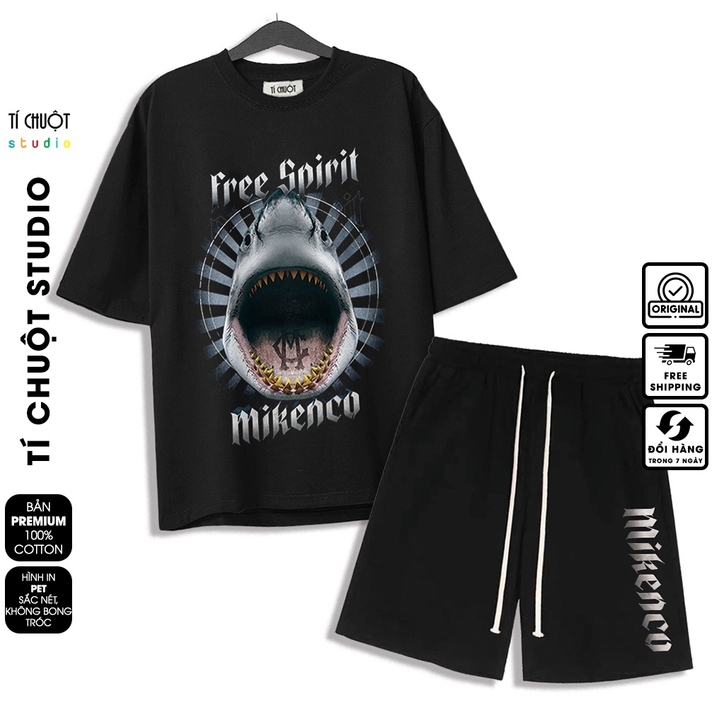 Bộ quần áo nam nữ Mikenco Cá Mập (áo thun+ quần short), set bộ thể thao ...